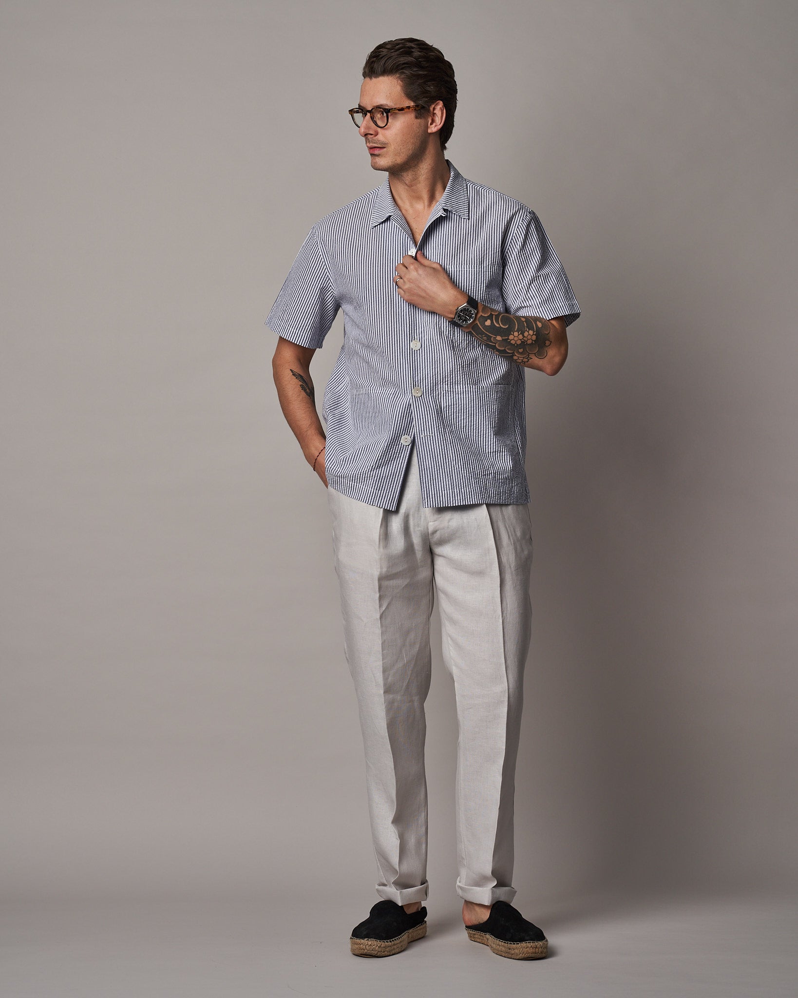 SH65 Cabana Overshirt - Navy Stripe – Informale